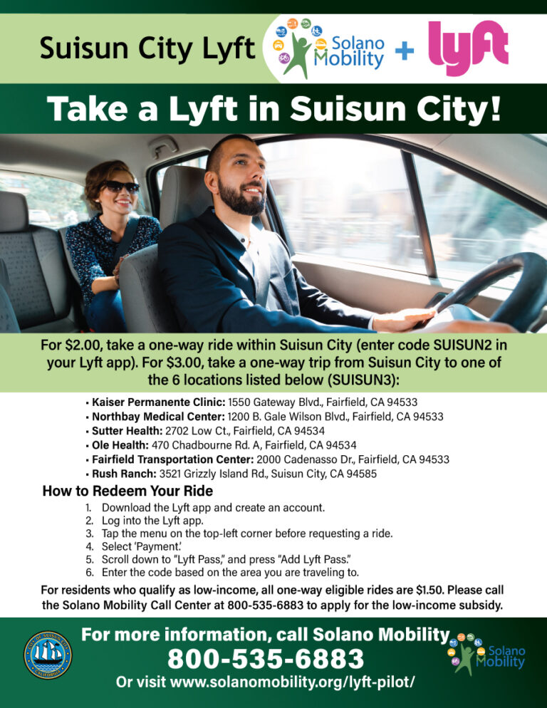 Solano Mobility | Solano County Subsidized Lyft Programs