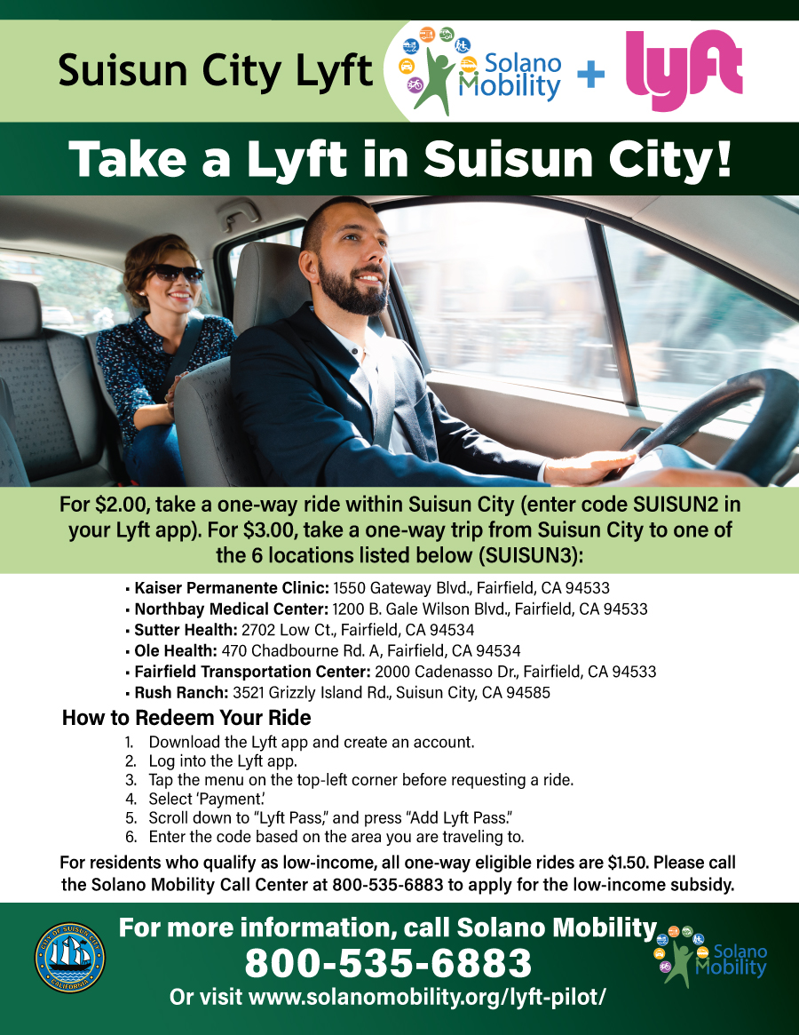 Solano Mobility | Suisun City Subsidized Lyft Program