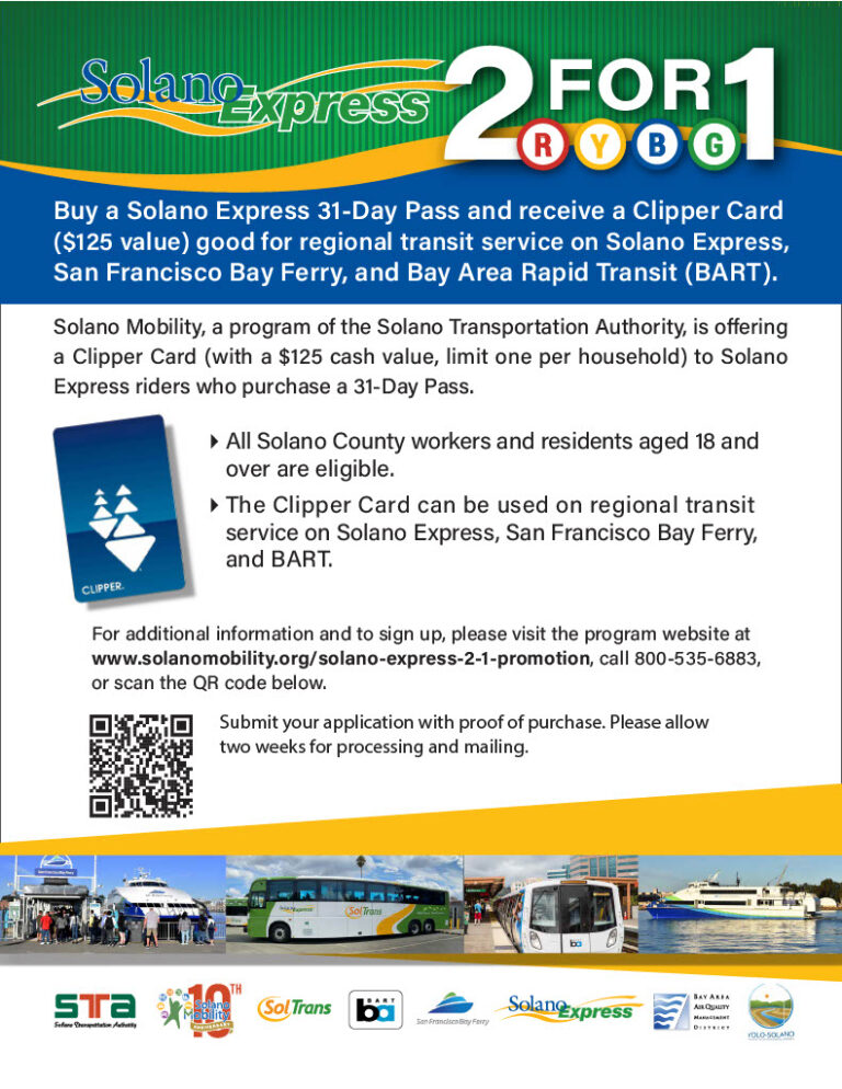 Solano Mobility | Solano Express 2 for 1 Promotion
